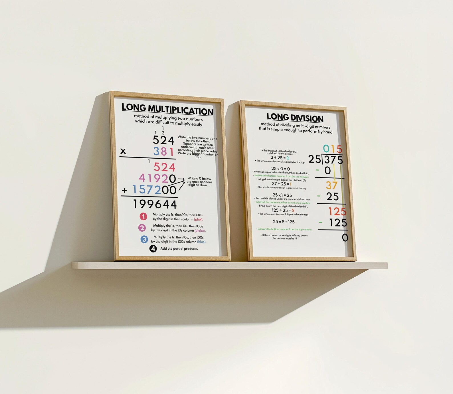 LONG MULTIPLICATION and DIVISION Posters, Educational Posters for Kids ...