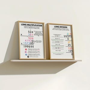 LONG MULTIPLICATION and DIVISION Posters, Educational Posters for Kids ...