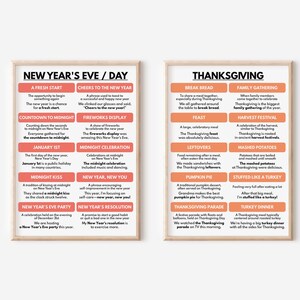 HOLIDAY VOCABULARY Set of 12 Posters, English Phrases and Idioms ...