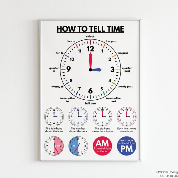 Telling Time Chart - Etsy