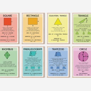 GEOMETRY SHAPES CHARTS for Kids, Geometry Poster, Educational Poster ...