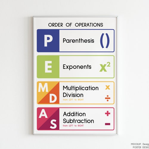 PEMDAS POSTER Order of Operations Printable Educational - Etsy