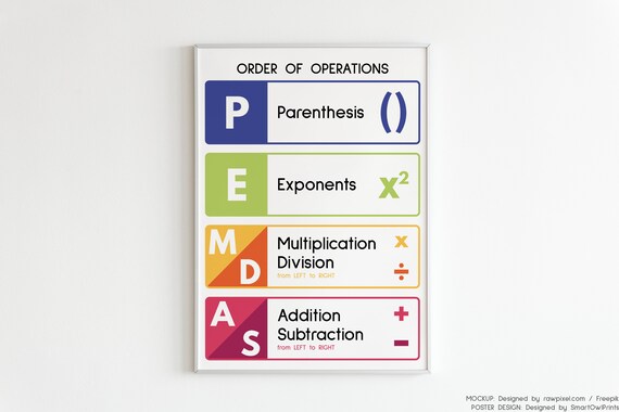 PEMDAS POSTER Order of Operations Printable Educational | Etsy UK