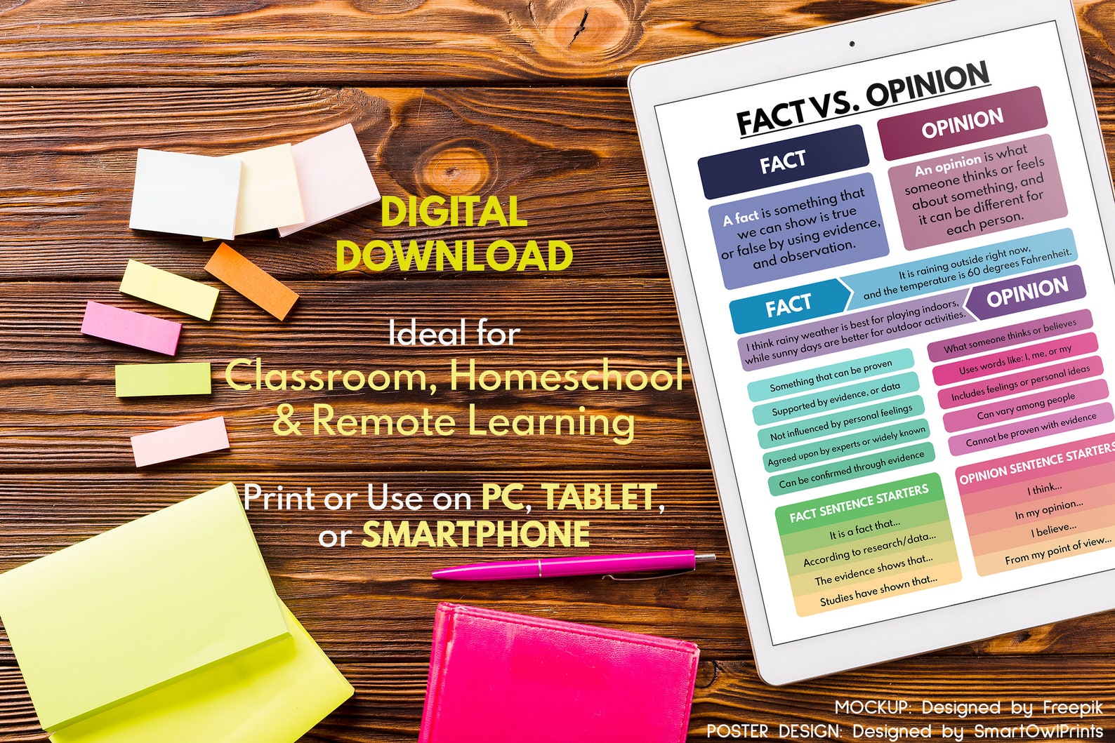 FACT Vs. OPINION POSTER, Clear Understanding, Critical Thinking ...