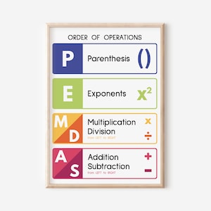 PEMDAS POSTER, Order of Operations, Printable Educational Posters, Math ...