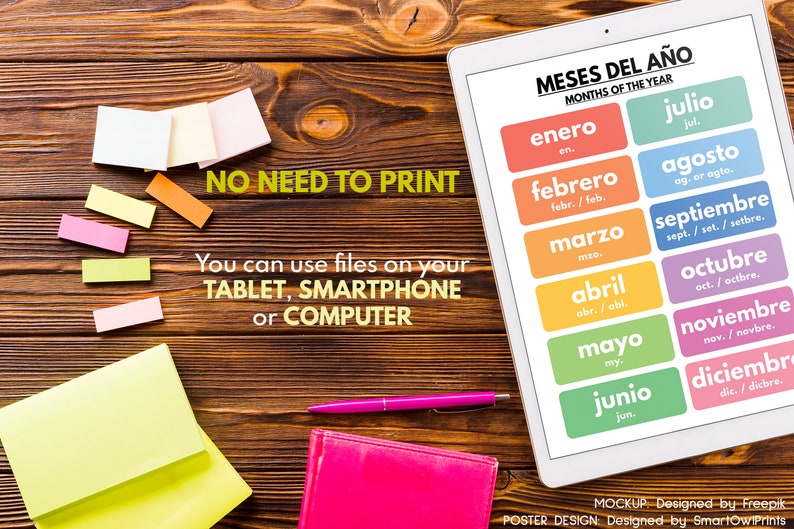 Spanish Language, MONTHS of THE YEAR Set of 2 Posters, Spanish ...