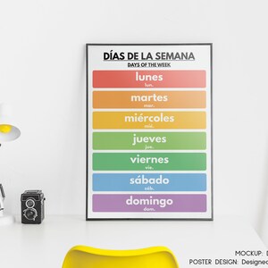 Spanish Language, DAYS of THE WEEK in Spanish, 2 Posters, Spanish ...