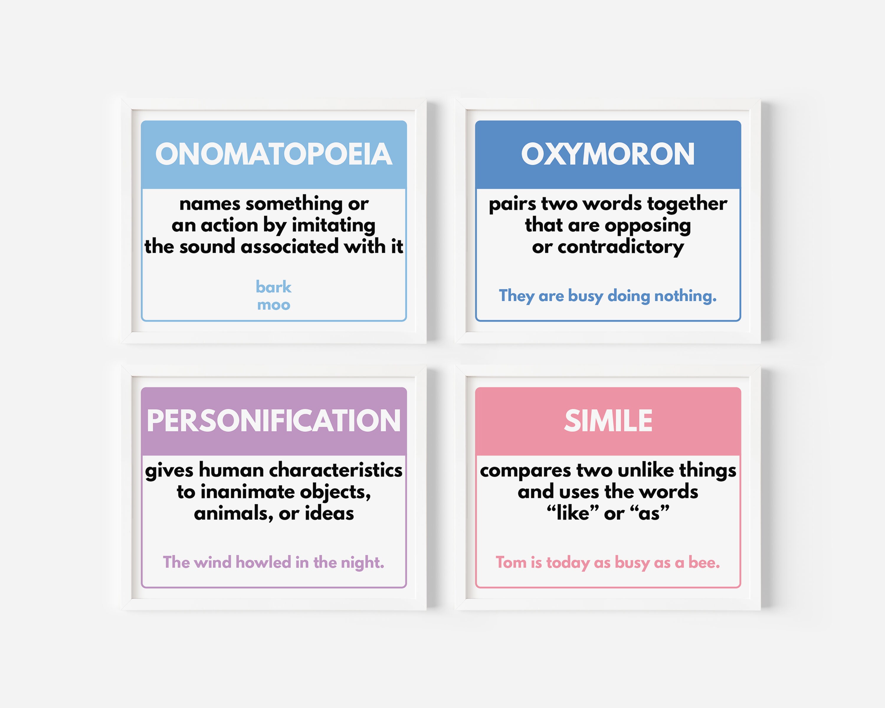 FIGURATIVE LANGUAGE Set of 9 Posters, English Classroom Art, Homeschool ...