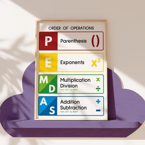 PEMDAS POSTER, Math Classroom Wall Decor, Educational Posters, Math ...