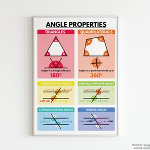 ANGLE PROPERTIES POSTER, Geometry, Educational Posters, Math Classroom ...