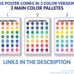 CALCULUS SYMBOLS POSTER, Symbols Chart, Educational Poster, Math ...