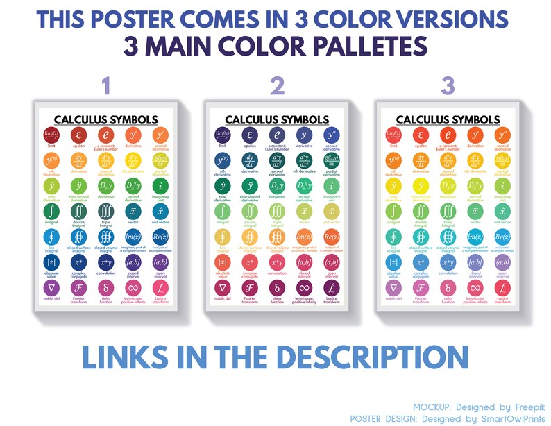 CALCULUS SYMBOLS POSTER Symbols Chart Educational Poster - Etsy