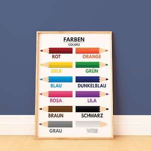 COLOR NAMES for Kids, German Language, Colors in German, Educational ...