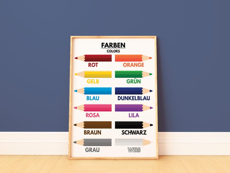 COLOR NAMES for Kids, German Language, Colors in German, Educational ...