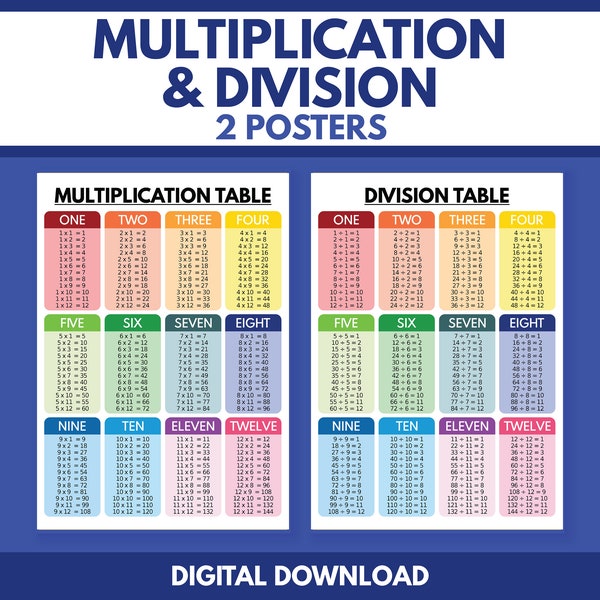 Multiplication and Division Chart Printable - Etsy