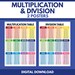 MULTIPLICATION and DIVISION TABLE Print, 1 to 12, Educational Poster ...