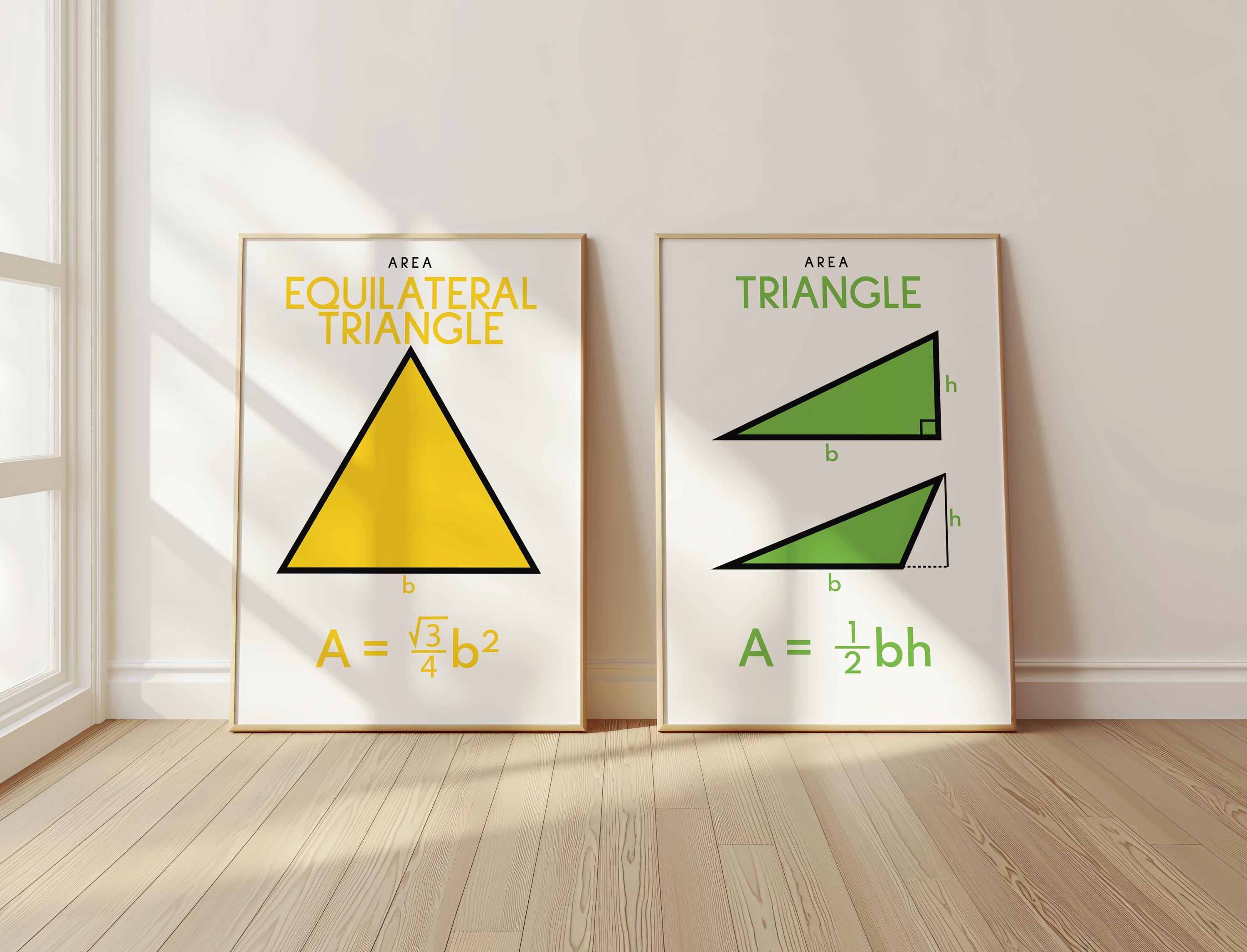 AREA FORMULAS POSTERS, Set of 8 Posters, Geometry, Educational Poster ...