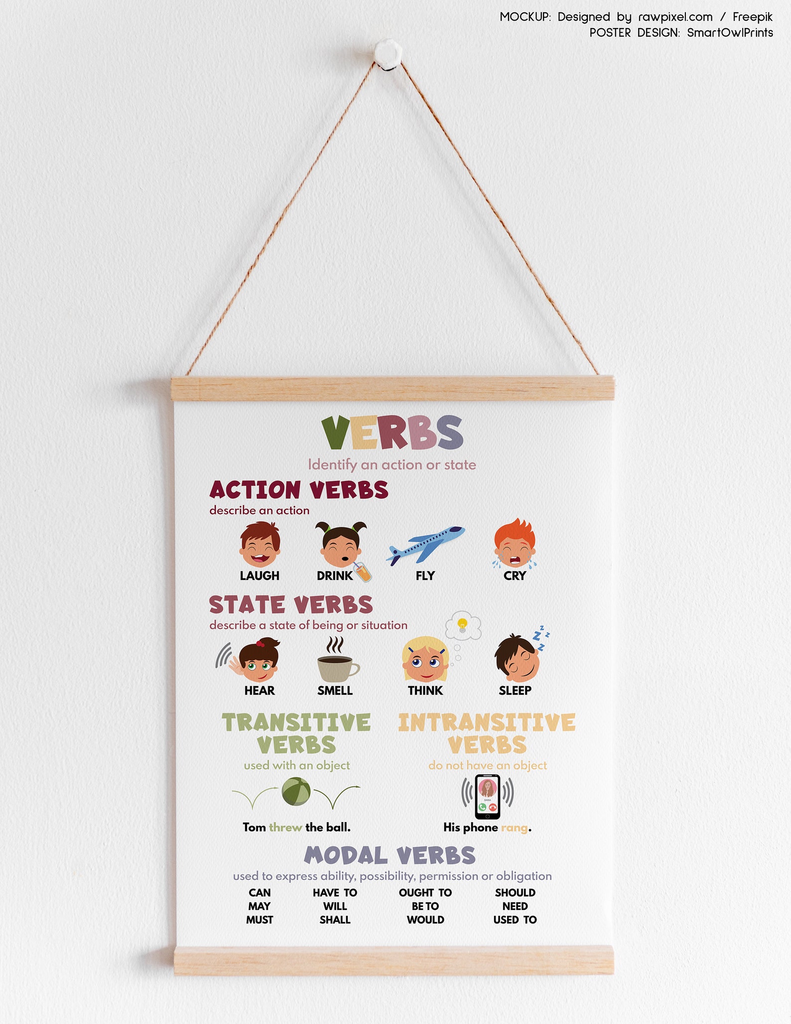 VERBS FOR KIDS Types of Verbs Parts of Speech English - Etsy