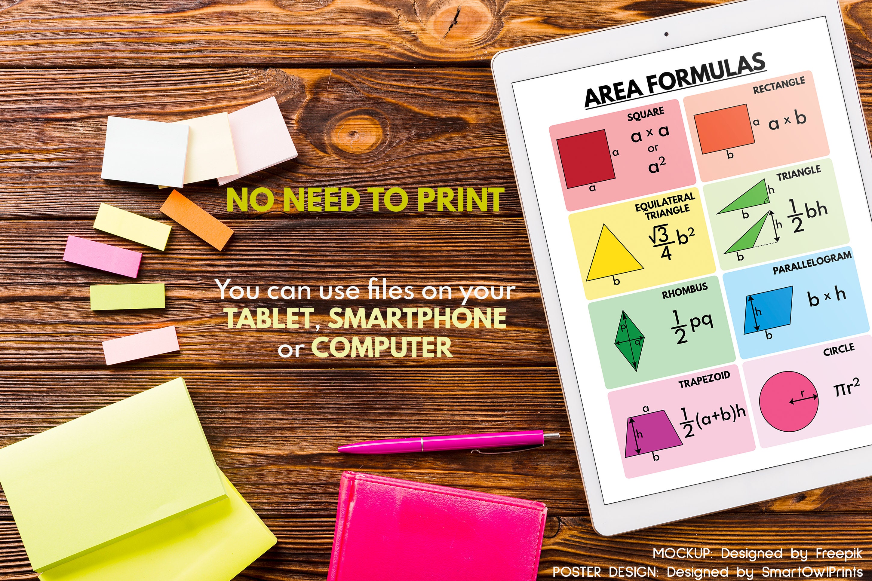FÓRMULAS DE ÁREA Y VOLUMEN, Geometría, Formas geométricas, Carteles ...