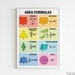 AREA & VOLUME FORMULAS Set of 2 Posters, Geometry Educational Poster ...