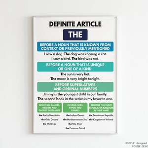 ARTICLES IN ENGLISH Language Poster, Set of 3 Posters, Grammar Chart ...