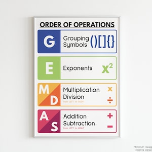 GEMDAS POSTER, Math Teacher Gift, Printable Educational Posters, Math ...