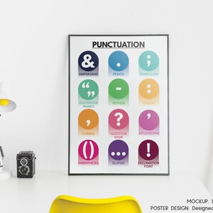 PUNCTUATION SYMBOLS POSTER, Grammar Chart for Homeschool,educational ...