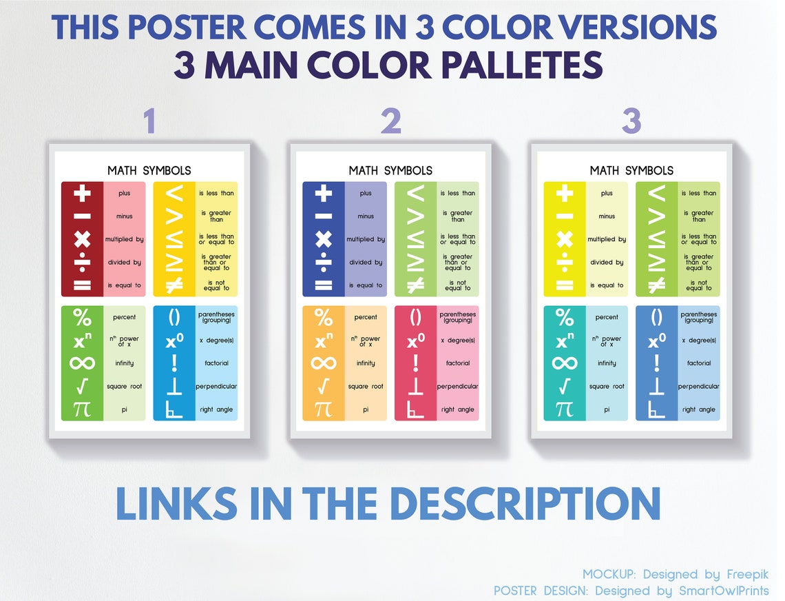 Rainbow MATH SYMBOLS POSTER Educational Poster Numeracy - Etsy