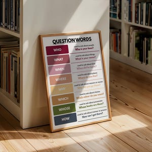 QUESTION WORDS POSTER, English Language, Basic Vocabulary Chart ...