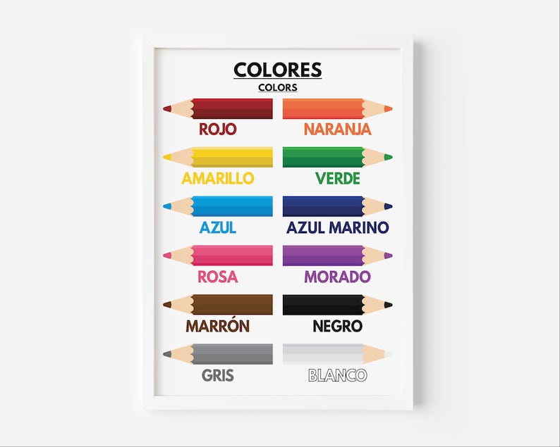 Spanish Colors Poster, Kids Educational Print (digital Download) - Etsy