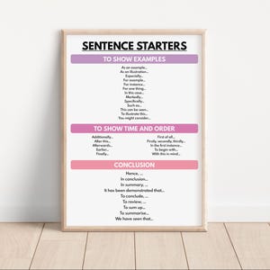 SENTENCE STARTERS - Set of 3 Posters, Writing an Essay, Homeschool ...