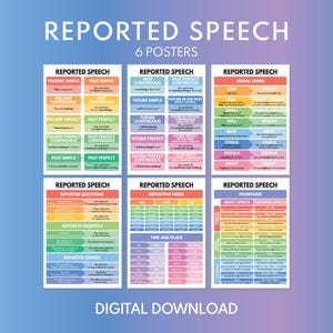 REPORTED SPEECH, Set of 6 Posters, English Language, Homeschool ...
