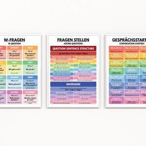 German Language, ASKING QUESTIONS - Set of 3 Posters, Grammar Chart ...