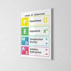 PEMDAS POSTER, Learn Order of Operations, Printable Educational Poster ...