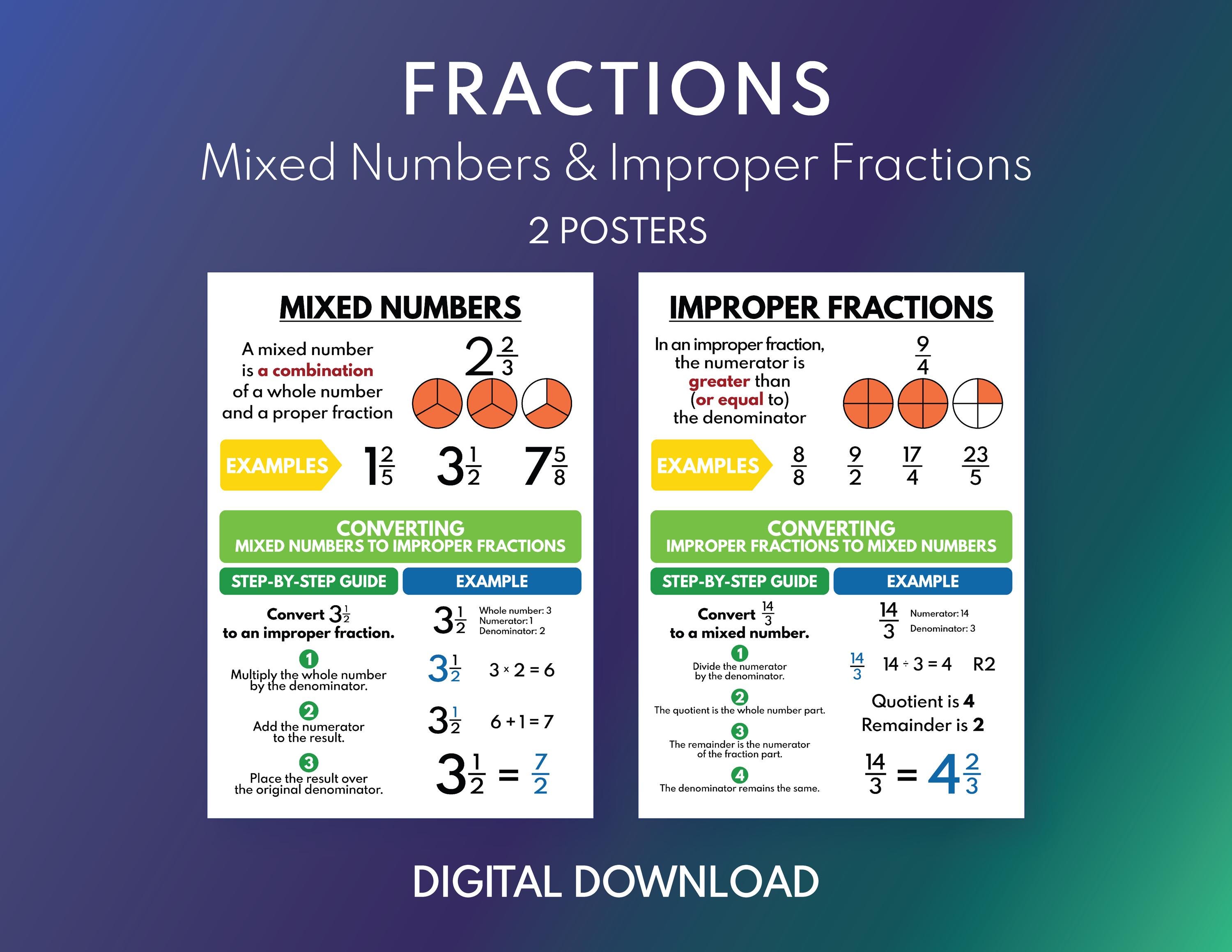 Fracciones Impropias A Números Mixtos