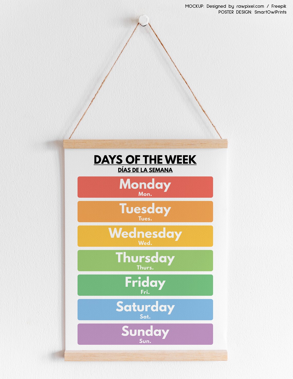 Spanish Language DAYS of THE WEEK in Spanish 2 Posters - Etsy