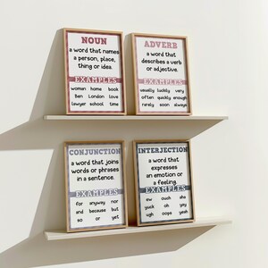 PARTS OF SPEECH - Set of 8 Posters, Grammar Charts, Classroom Wall Art ...