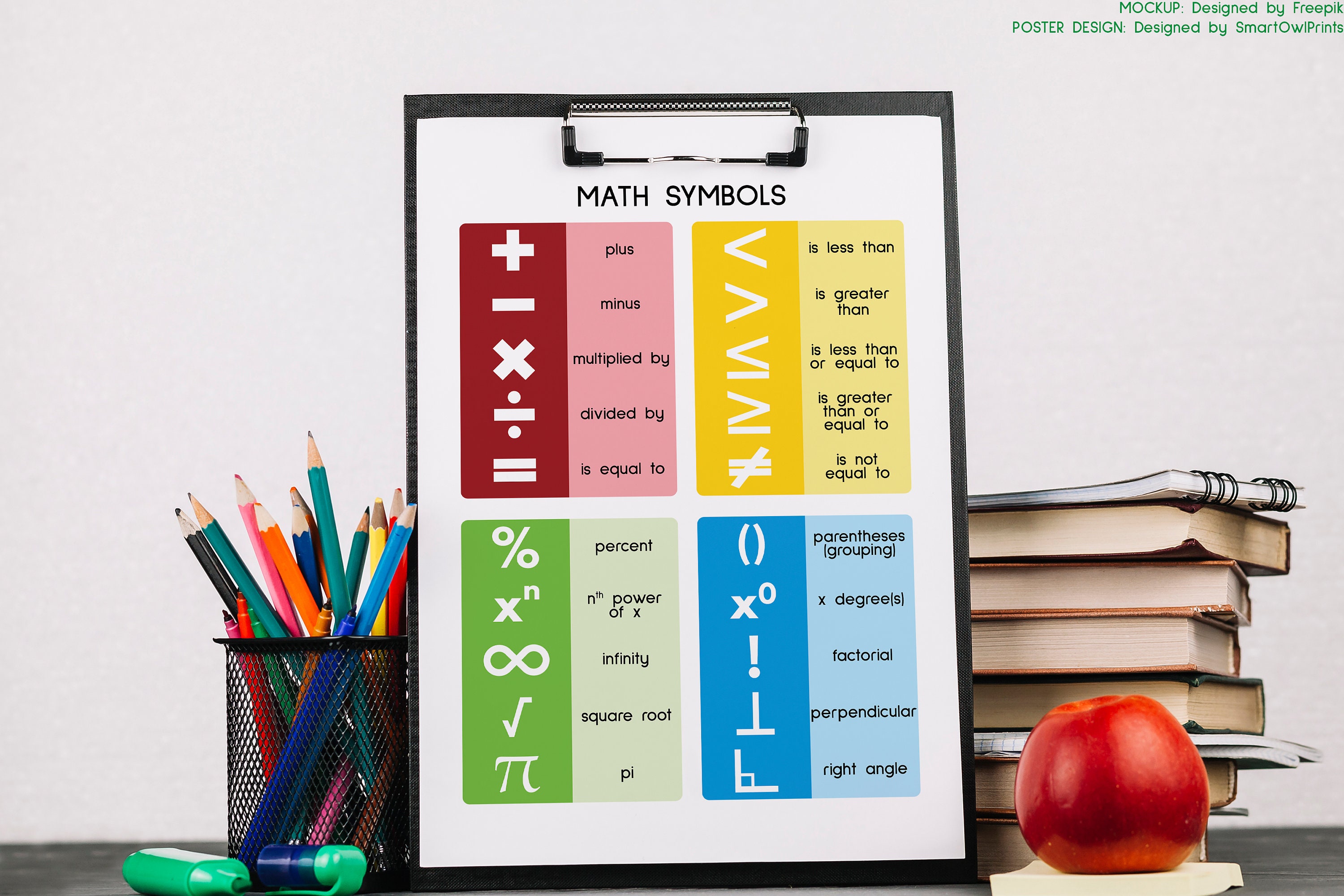 Rainbow MATH SYMBOLS POSTER, Educational Poster, Numeracy, Symbols ...