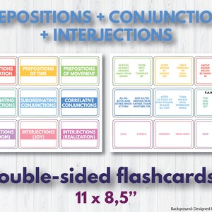 PARTS of SPEECH FLASHCARDS for Kids 58 Flash Cards English - Etsy