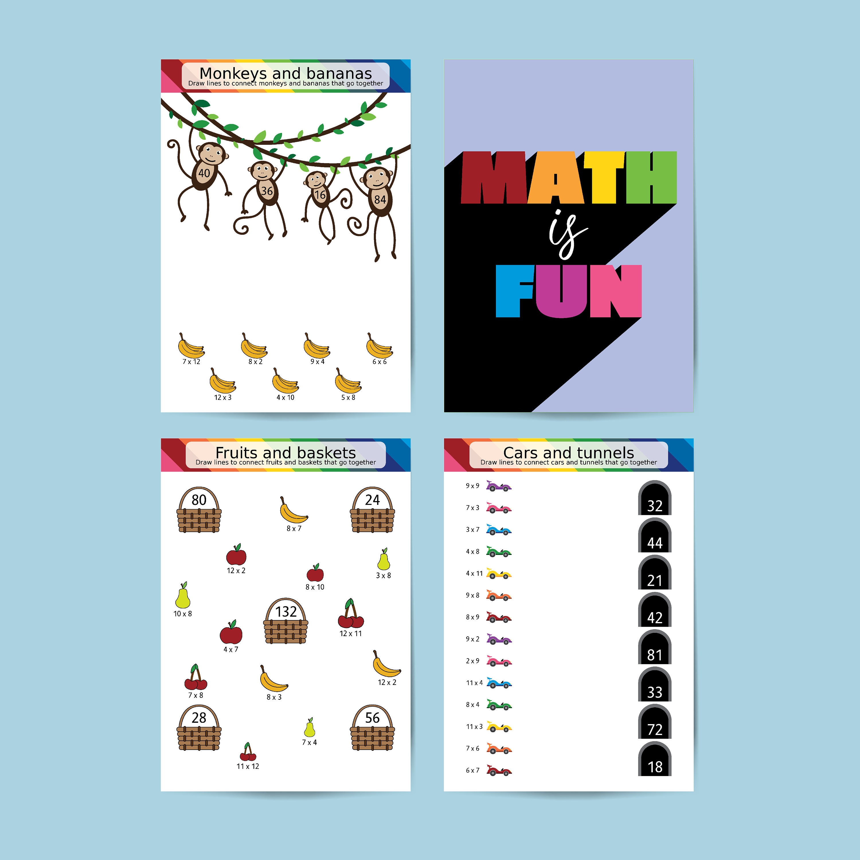 Grade 1-2 Workbook - Multiplication 1 to 12, 46 Pages, 44 Worksheets ...