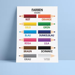 COLOR NAMES for Kids, German Language, Colors in German, Educational ...