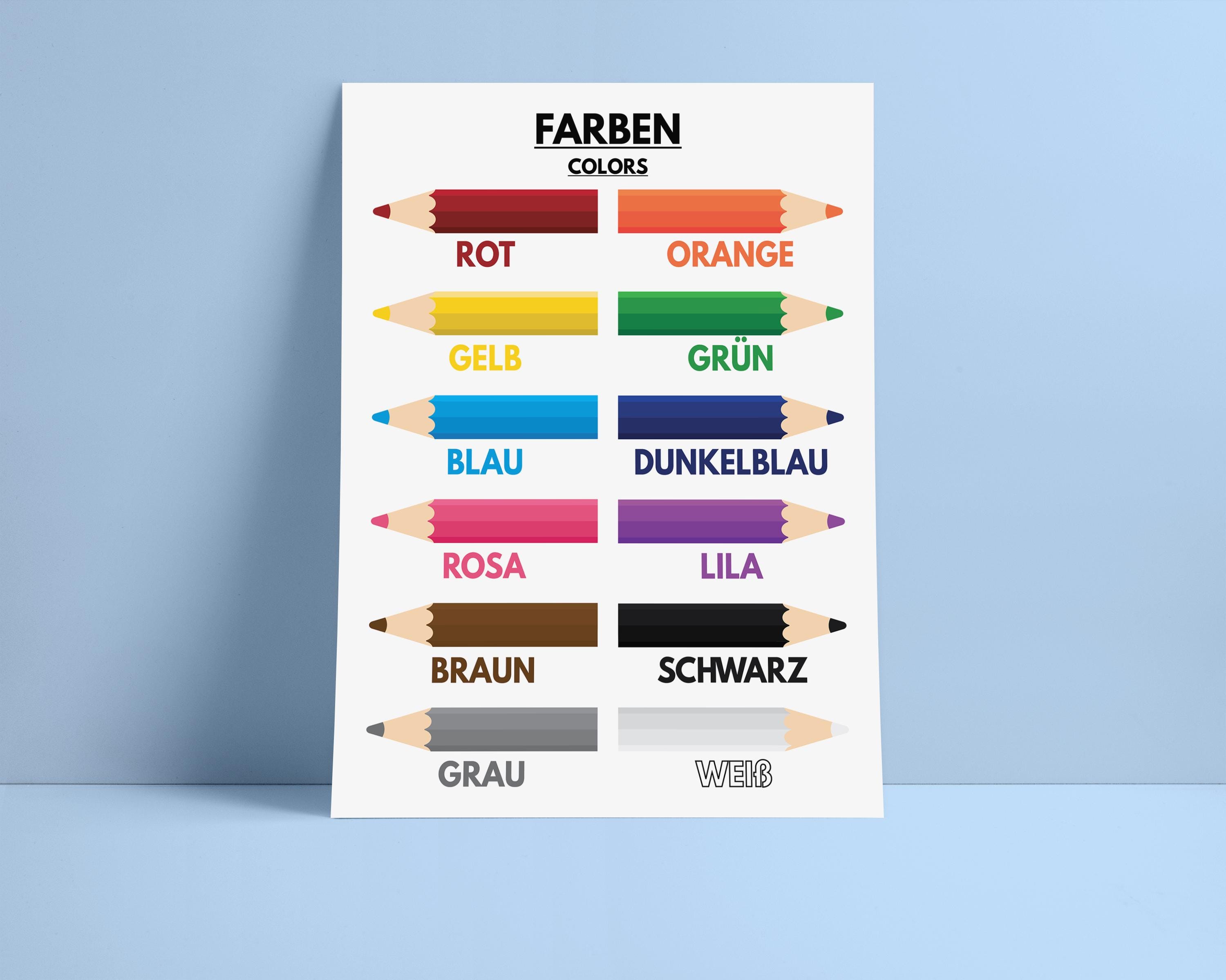 COLOR NAMES for Kids, German Language, Colors in German, Educational ...