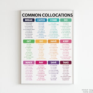 COMMON COLLOCATIONS Vocabulary Poster English Language - Etsy