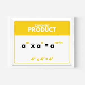 EXPONENT and EXPONENT RULES - Set of 10 Posters, Educational Print ...