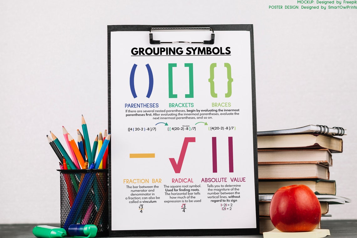 GRUPING SYMBOLS Master GEMDAS and Math Symbols Classroom - Etsy