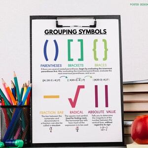 GRUPING SYMBOLS, Master GEMDAS and Math Symbols, Classroom Educational ...