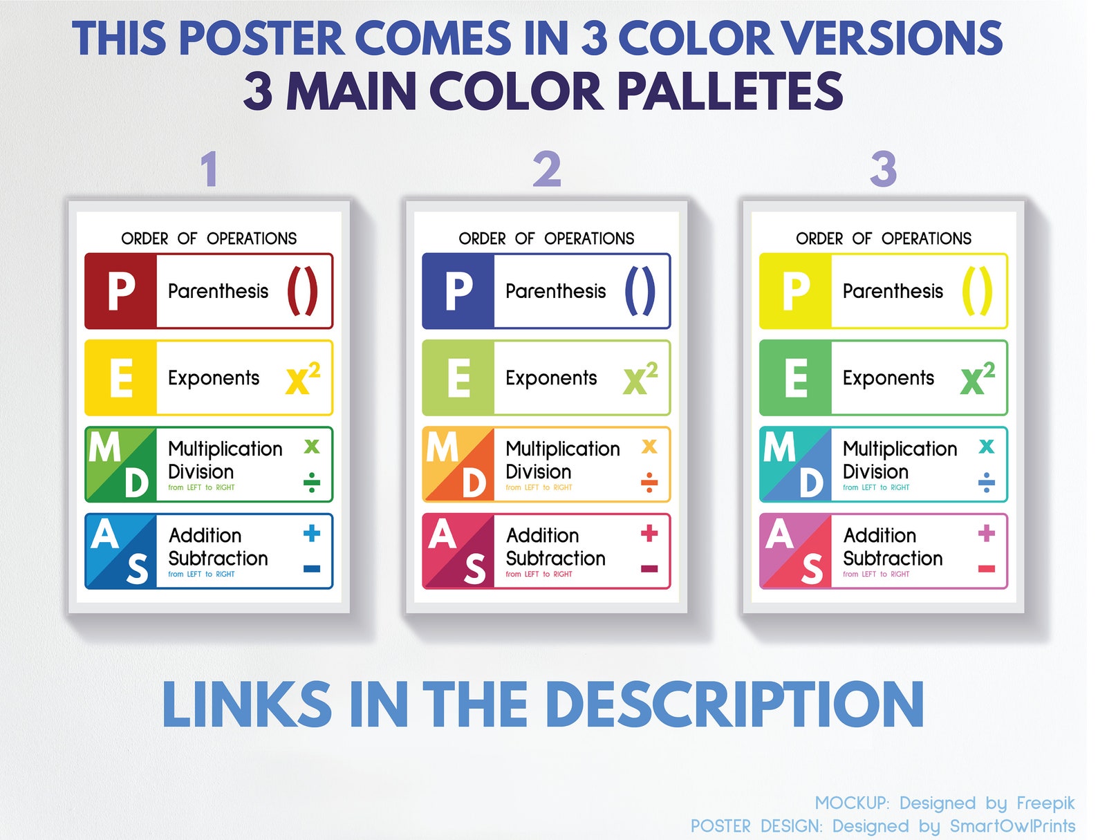 PEMDAS POSTER Learn Order of Operations Printable | Etsy