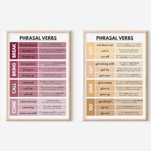 PHRASAL VERBS - Set of 4 Posters, Learn English Vocabulary, Grammar ...