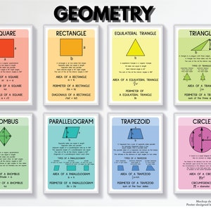 GEOMETRY SHAPES CHARTS for kids geometry poster Educational | Etsy