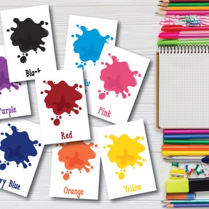 COLORS SPLASH Printable Flashcards for Kids Homeschool - Etsy